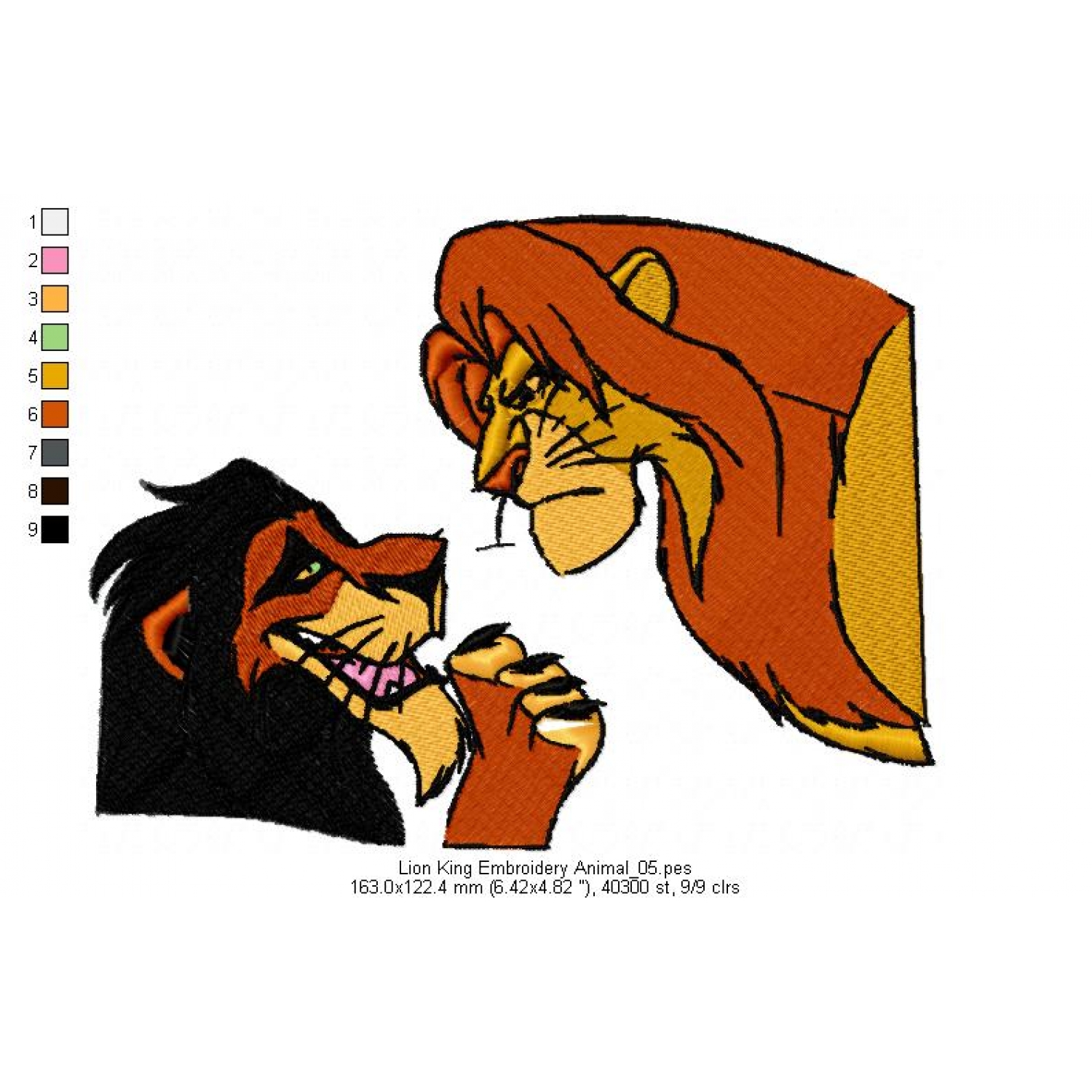 Lion King Embroidery Animal_05